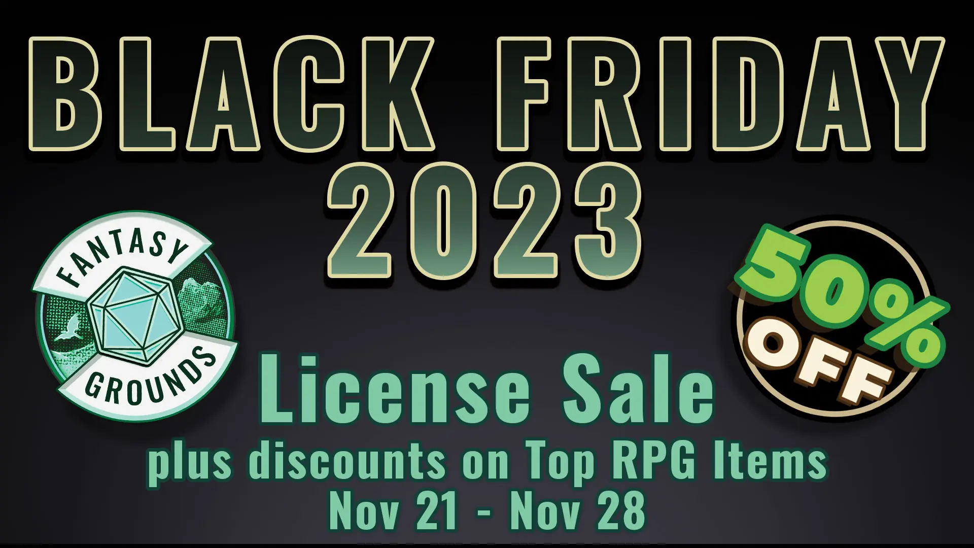 Black Friday 2023 Sales for Fantasy Grounds Unity