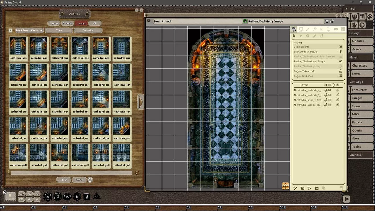 Black Scrolls Cathedral (Map Tiles Pack) for Fantasy Grounds