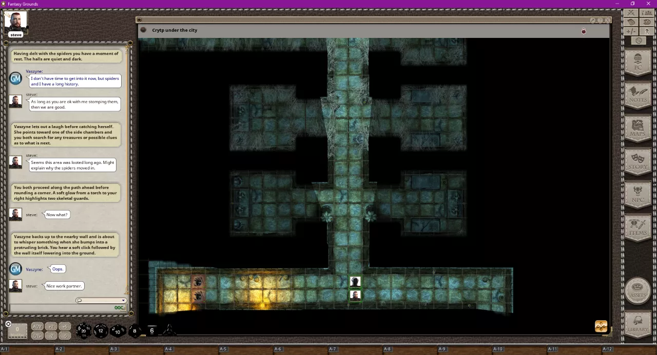 Black Scrolls Dark Crypts (Map Tile Pack) for Fantasy Grounds