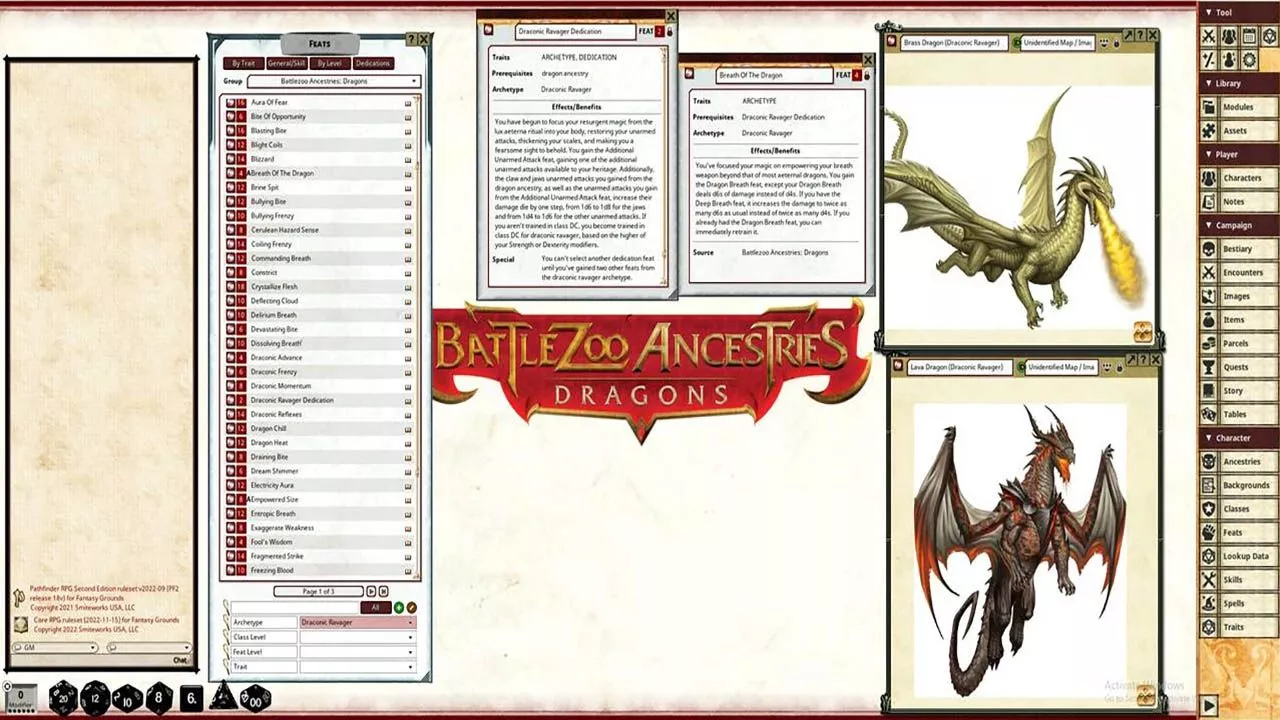 Battlezoo Ancestries: Dragons for Fantasy Grounds
