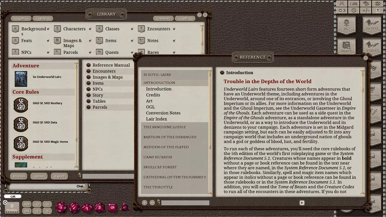 Underworld Lairs for Fantasy Grounds