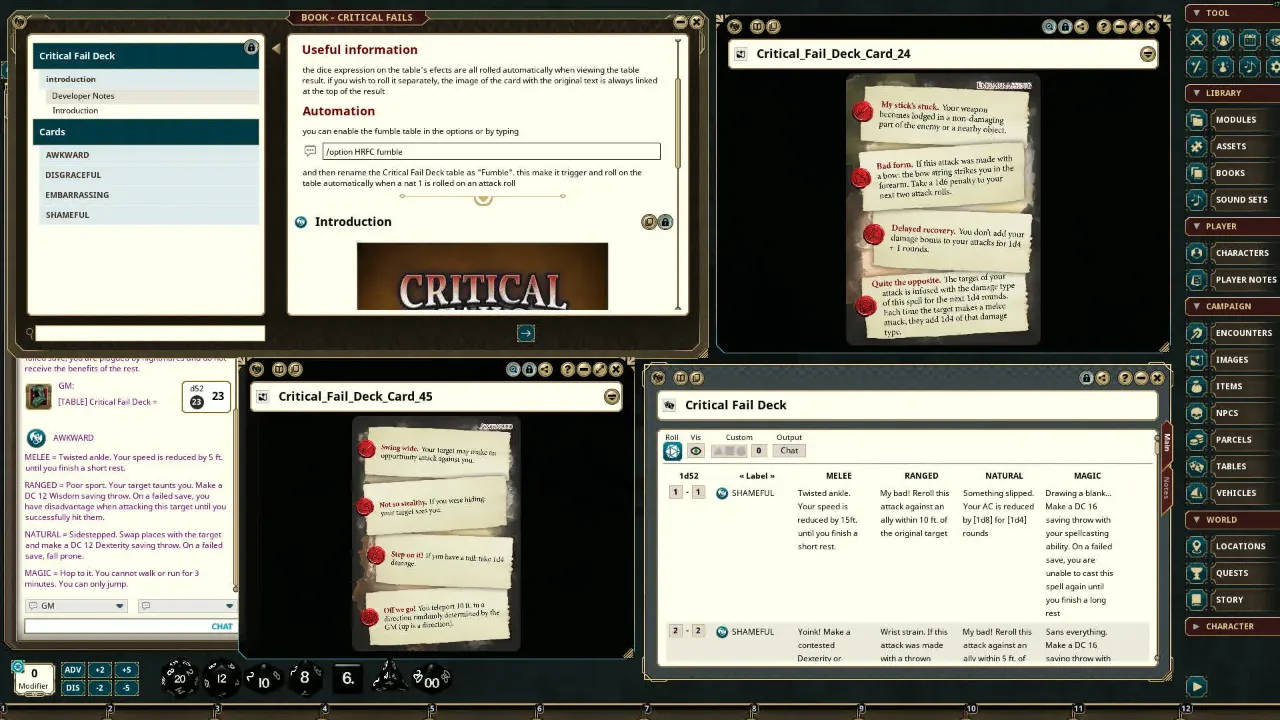Critical Fails Deck for Fantasy Grounds