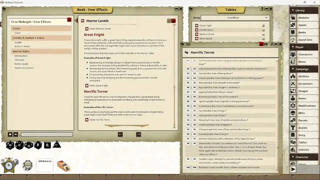 Fear Effects for Fantasy Grounds
