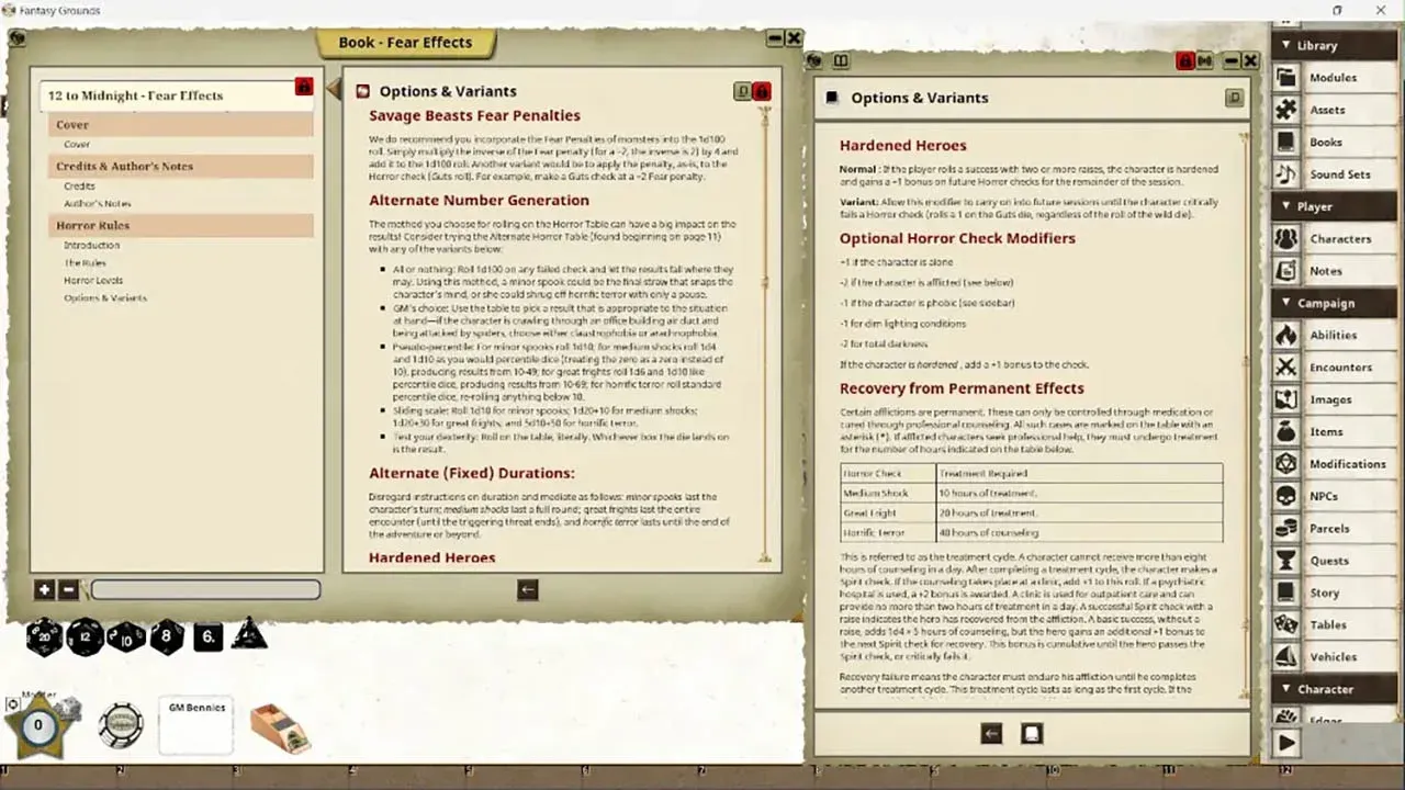 Fear Effects for Fantasy Grounds