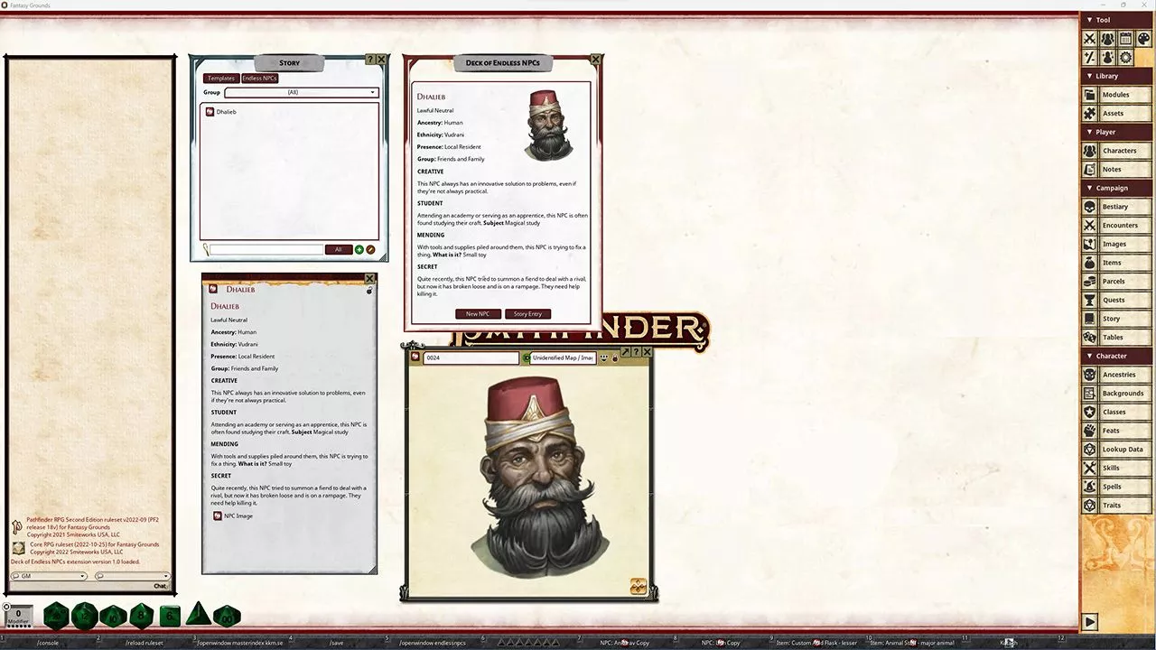 Pathfinder 2 RPG - Deck of Endless NPCs for Fantasy Grounds