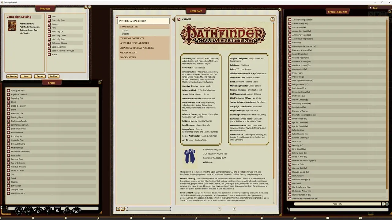 Pathfinder RPG - Campaign Setting: Inner Sea NPC Codex for Fantasy Grounds
