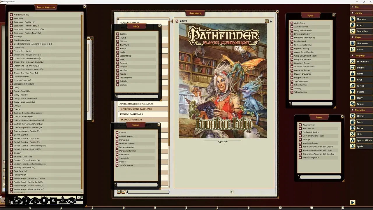 Pathfinder RPG - Pathfinder Companion: Familiar Folio for Fantasy Grounds