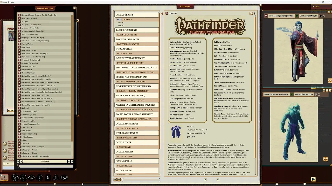 Pathfinder RPG - Pathfinder Companion: Occult Origins for Fantasy Grounds