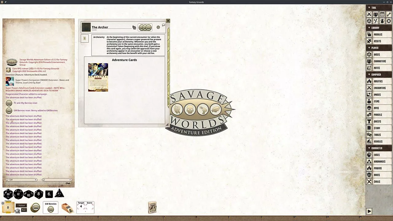 Supers Powers SWADE Adventure Deck Cards for Fantasy Grounds