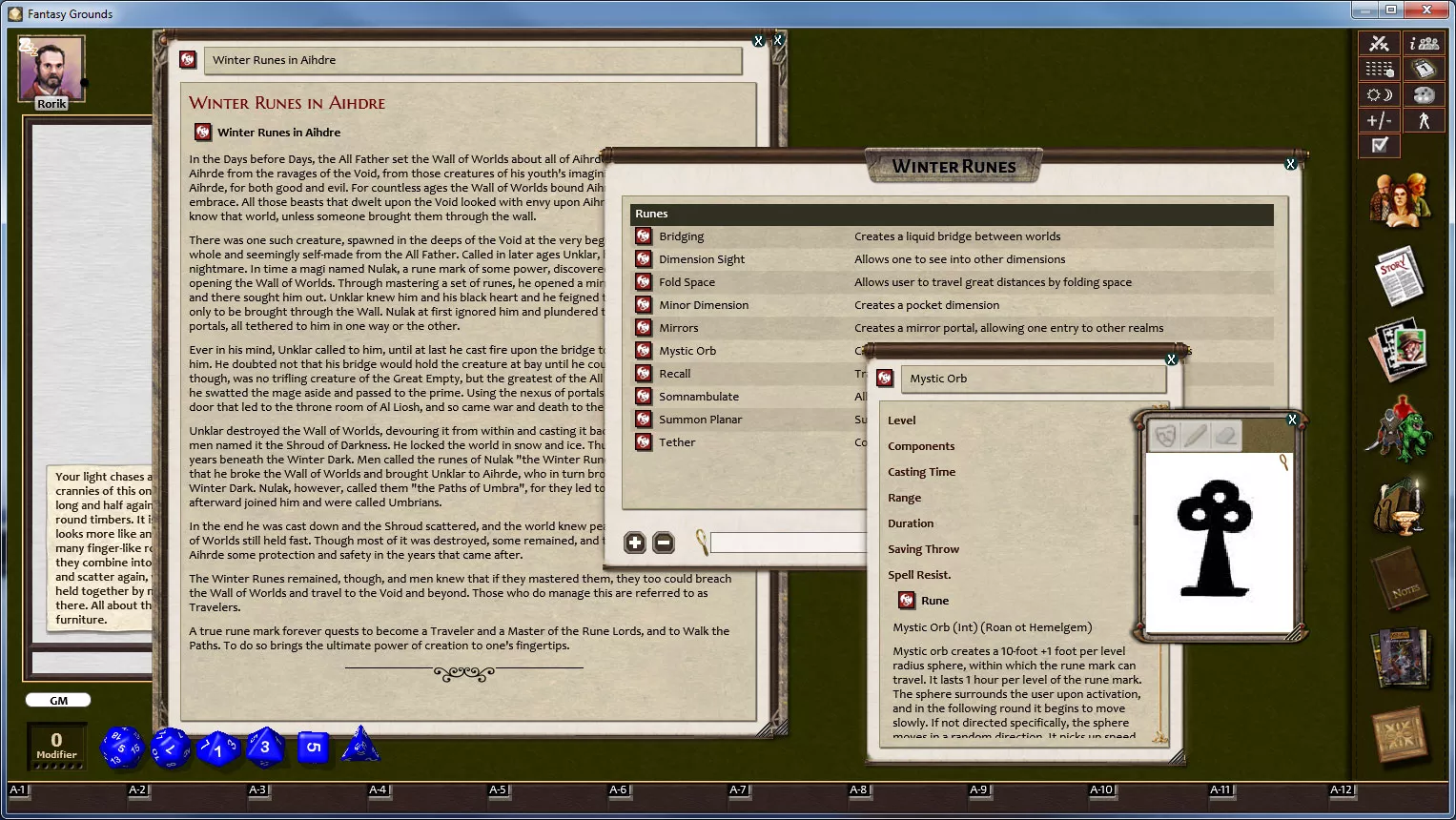 Rune Lore for Fantasy Grounds